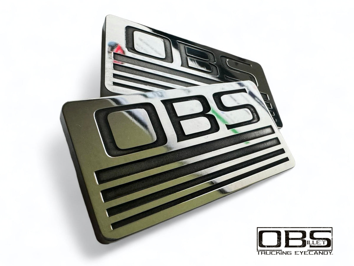 OBS - '4 Line' Classic Pillar Emblem - Machined Billet - Sold as a Pai ...