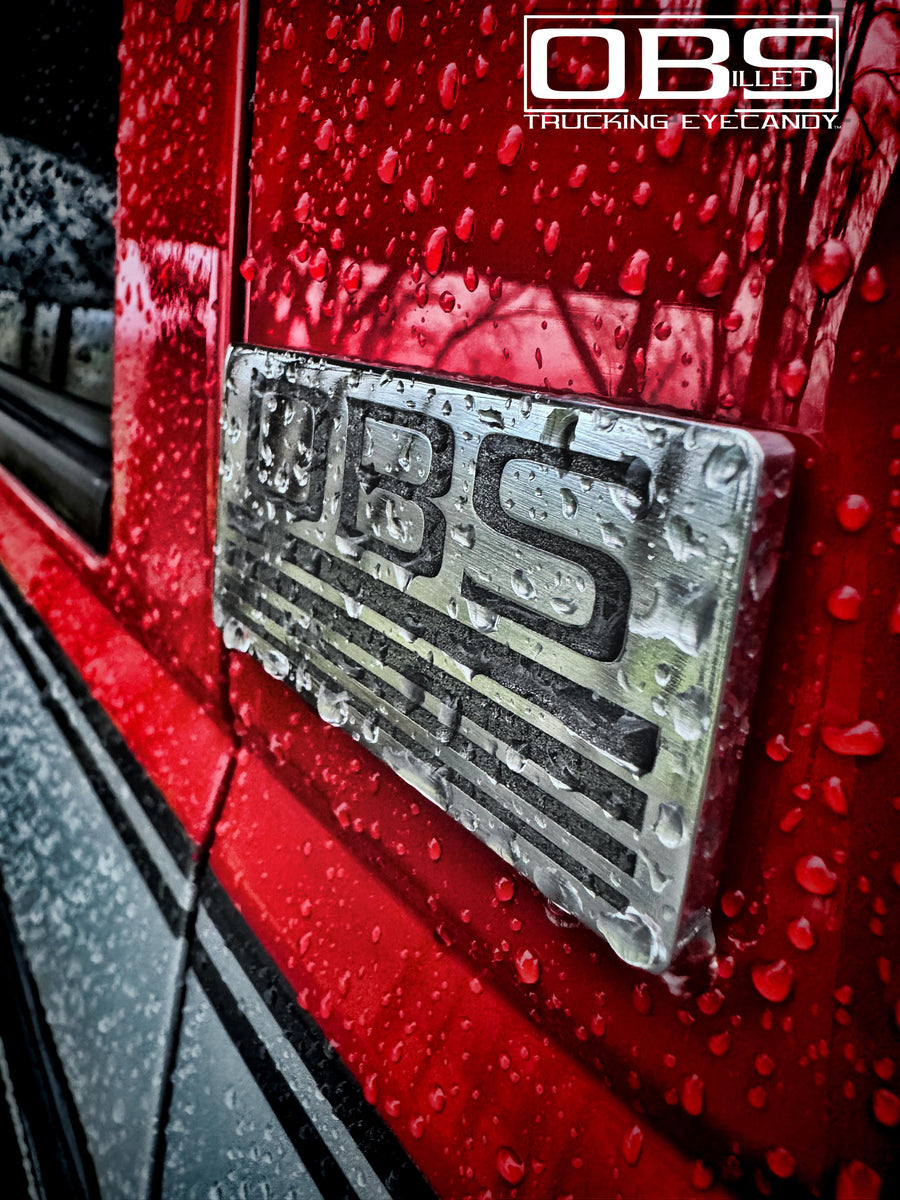 OBS - '4 Line' Classic Pillar Emblem - Machined Billet - Sold as a Pai ...